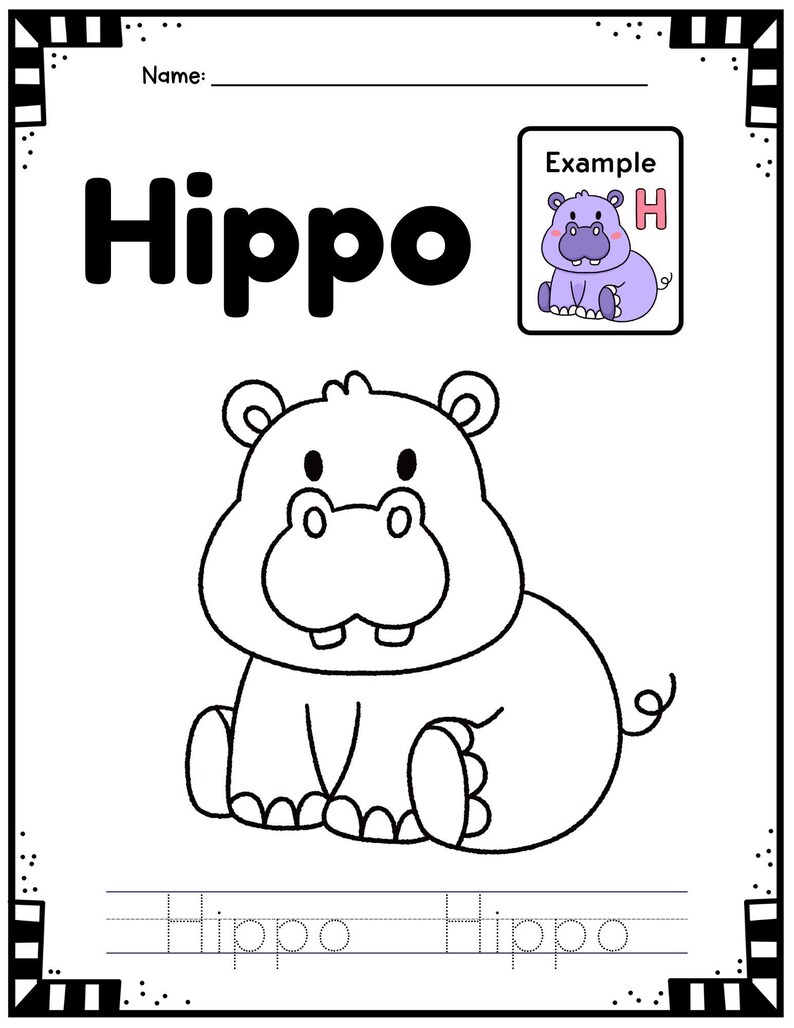Alphabet Color and Tracing A-Z Worksheets Animal Cute - Etsy