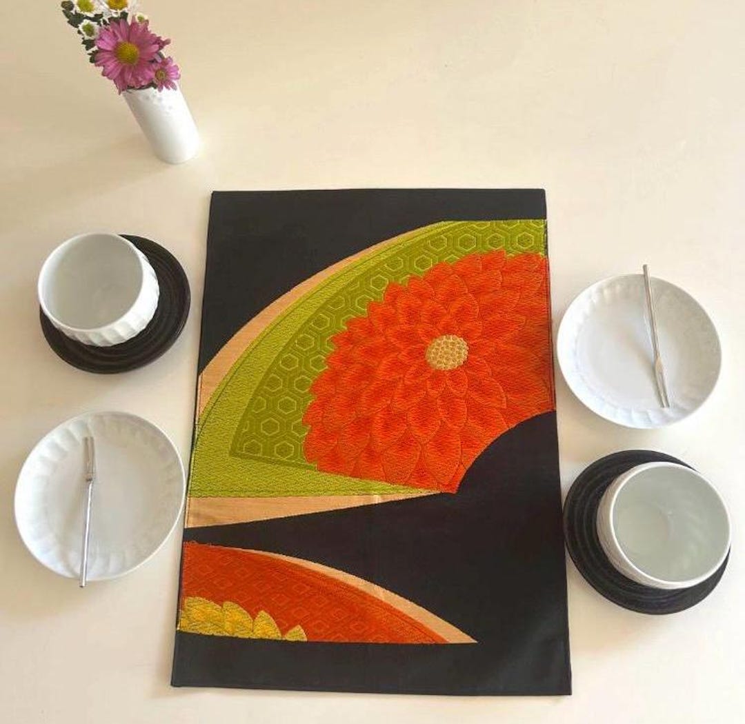 Handmade Japanese Silk Kimono Table Runner, Upcycled Obi Decor, Elegant ...