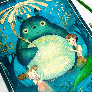 totoro leaf drawing