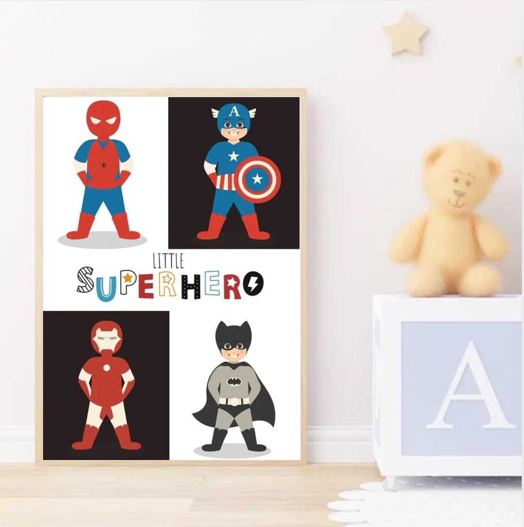 Personalised Superhero Print | Kids Room Decor | Little Superhero Wall ...