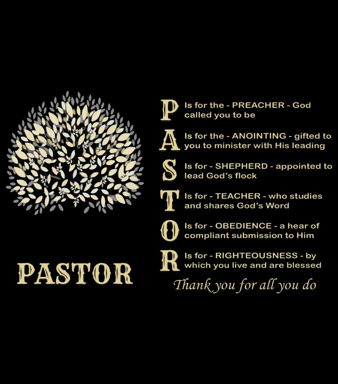 Pastor Appreciation Gift Tree Art, Christian Printable Wall Art, Faith ...