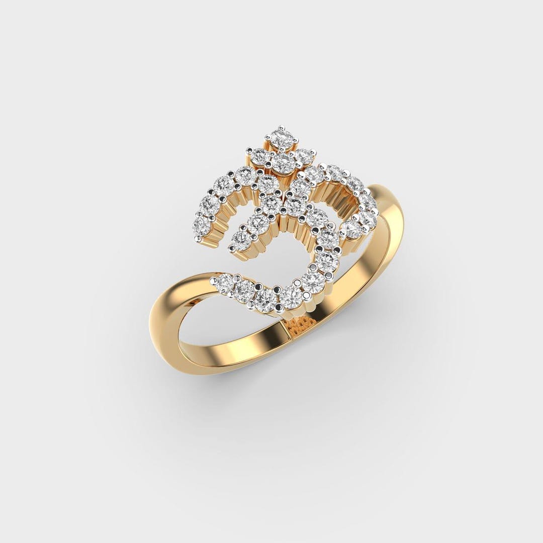 Moissanite Diamond Om Ring Round Cut Diamond Spiritual Yoga Ring ...