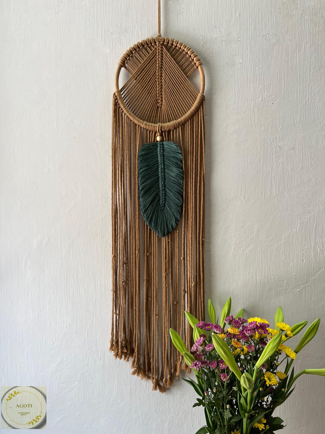 Boho Dream Catcher Macrame Wall Hanging Handmade Woven Leaf Wall Decor ...