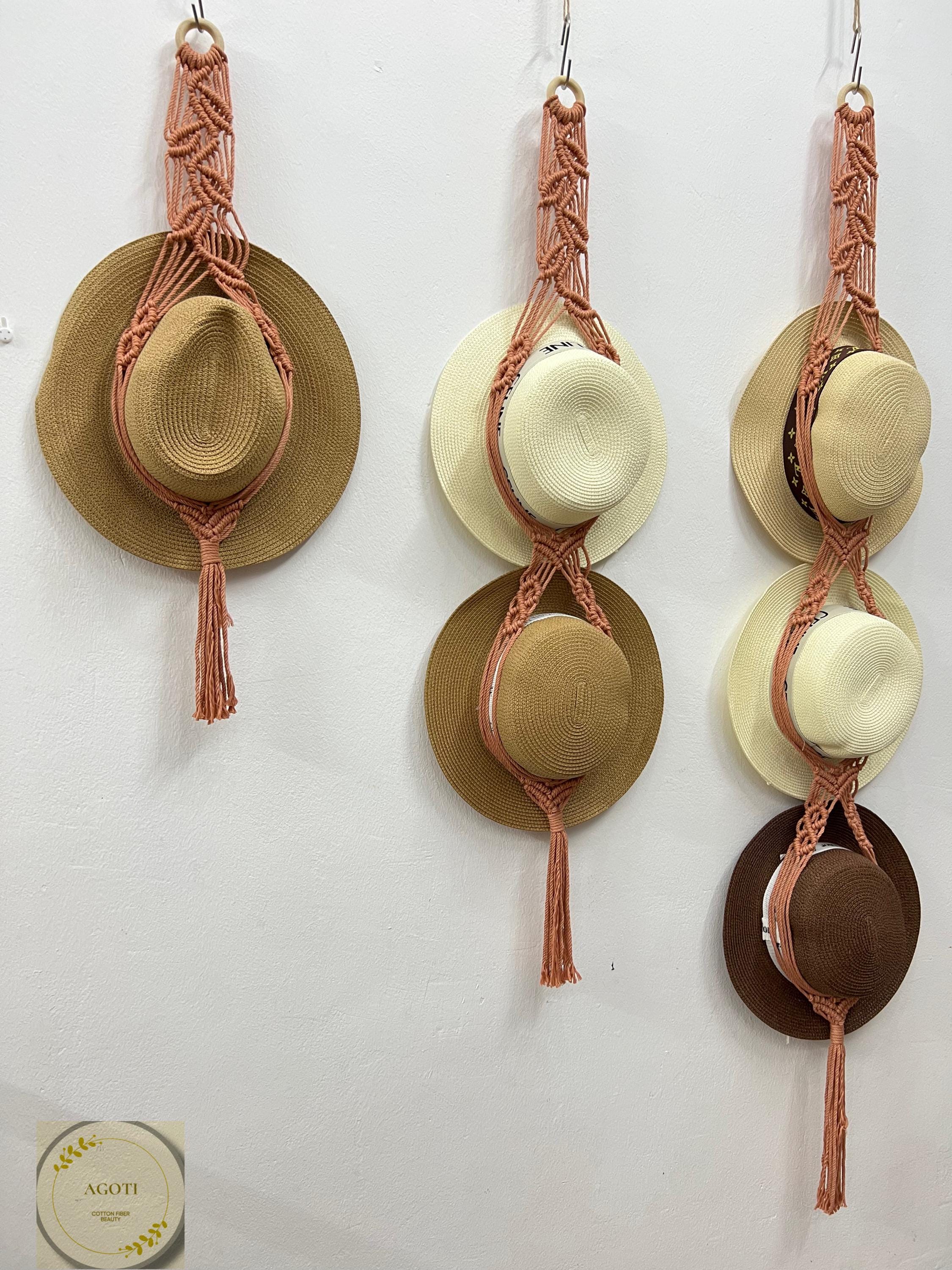 Macrame Hat Hanger: Boho Wall Decor for Wide Brim Hats - Etsy