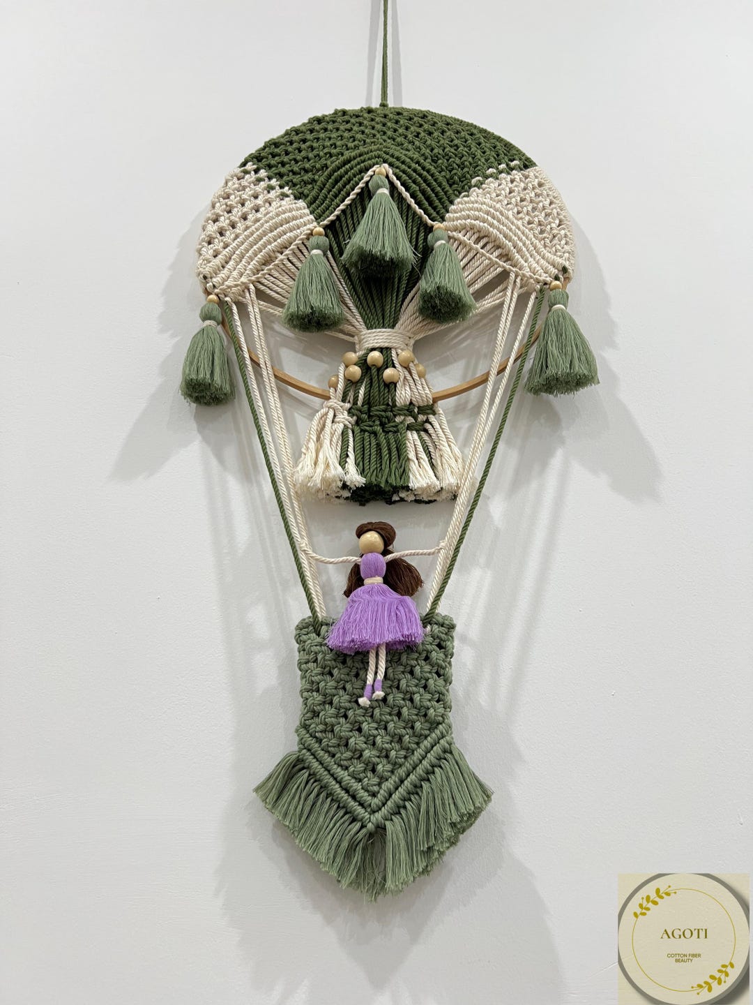 Green Macrame Hot Air Balloon Dream: Nursery Decor, Baby Girl Gift - Etsy
