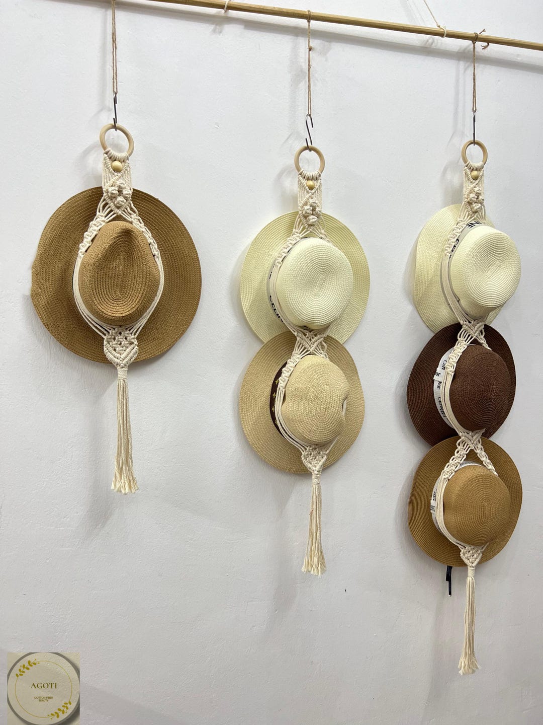 Macrame Hat Hanger: Boho Wall Decor for Wide Brim Hats - Etsy