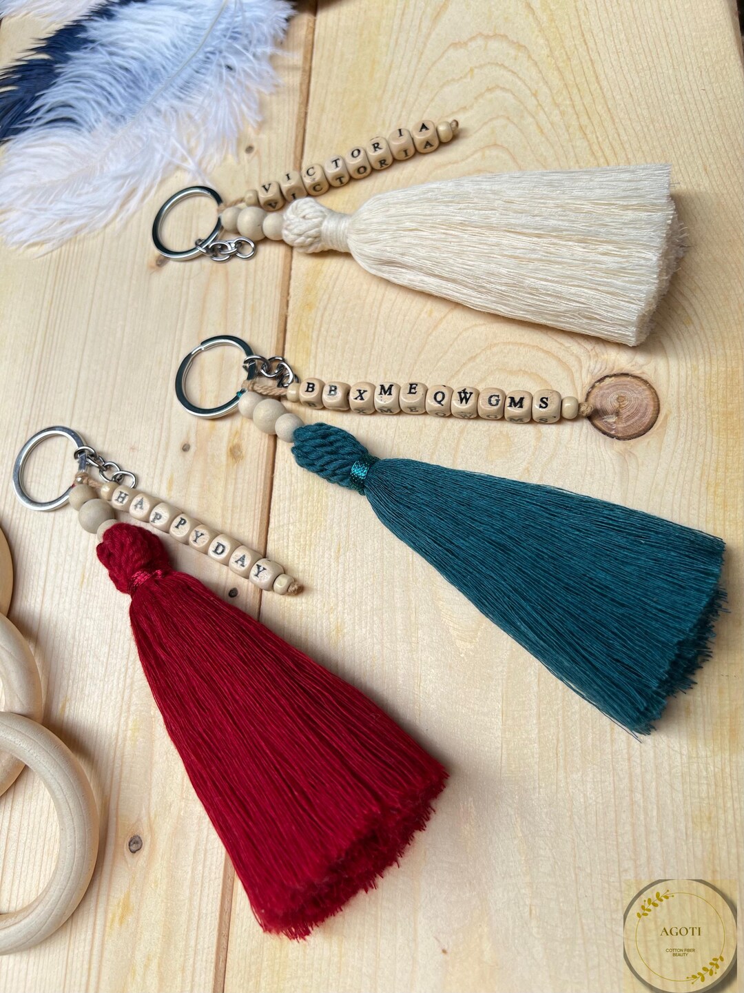 Mini Macrame Keychains Boho Macrame Bag Tassels Handcrafted Accessory ...
