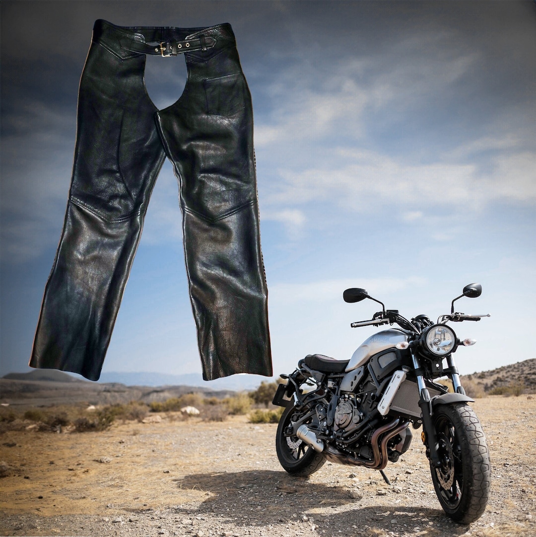 Vintage Black Genuine Leather Motorcycle Riding Chaps Heavy - Etsy