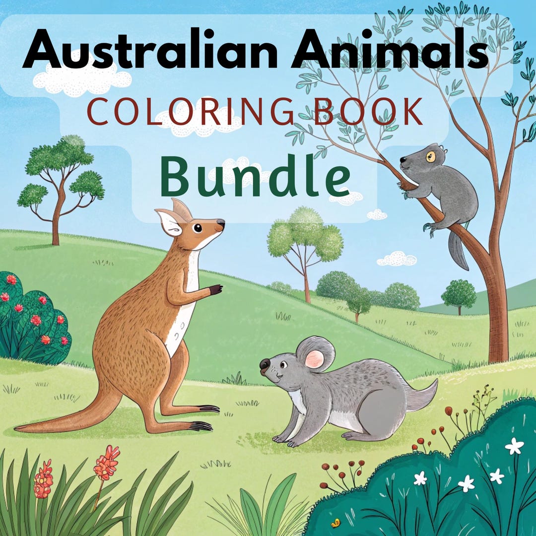 Australian Animals Coloring Book BUNDLE | 30 Pages Koala Kangaroo ...