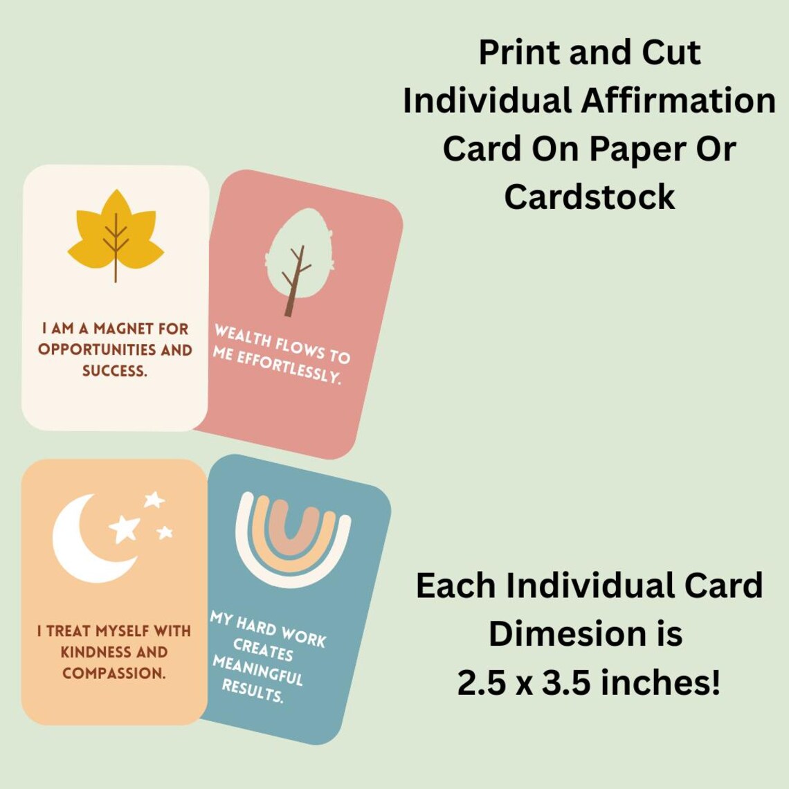 Printable Affirmation Cards Set of 56, Daily Positive Affirmations ...