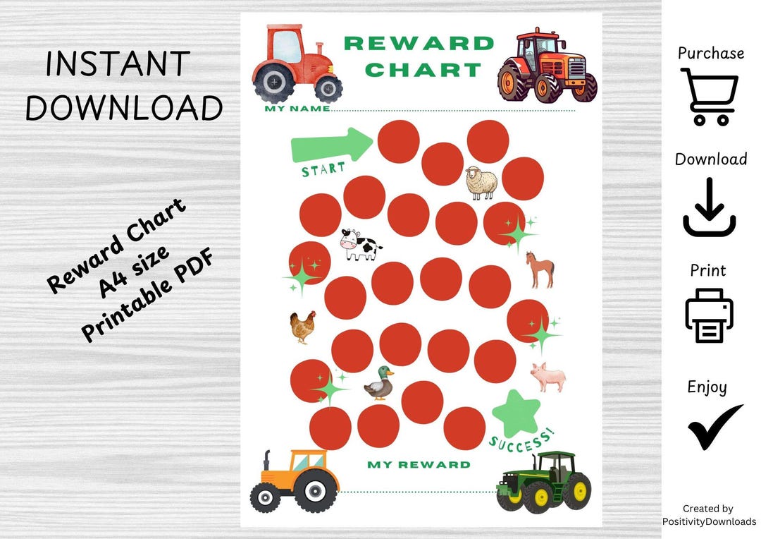 Reward Chart, Children, Tractor, Farm, Sticker Chart, Chore Chart ...