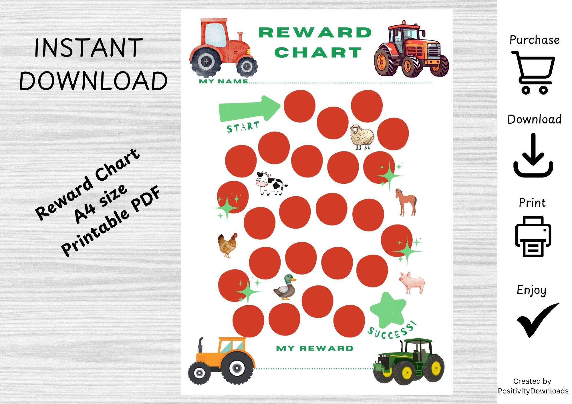 Reward Chart, Children, Tractor, Farm, Sticker Chart, Chore Chart ...