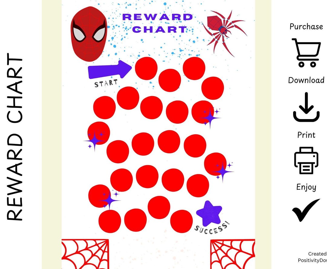 Reward Chart Spiderman, Chore Chart, Kids, Star Chart, Sticker Chart ...