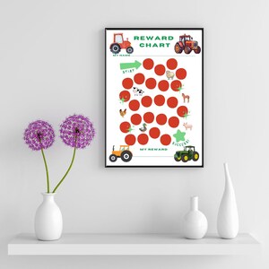Routine or Reward Chart for Children, Tractor, Farm, Sticker Chore ...