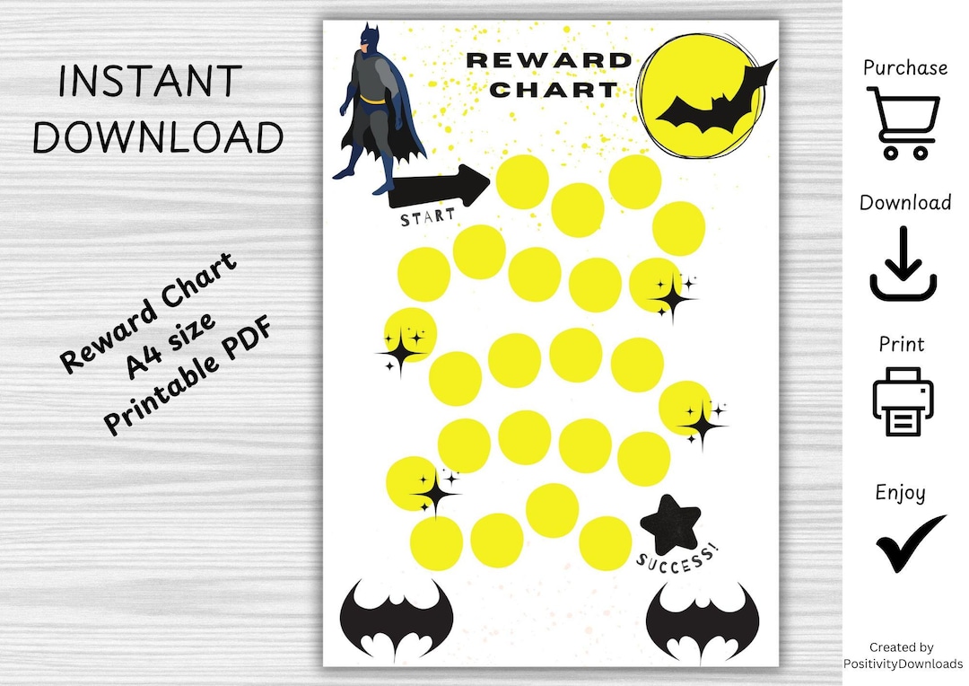 Reward Chart, Batman, Sticker Chart, Chore Chart, Wall Chart, Boys ...