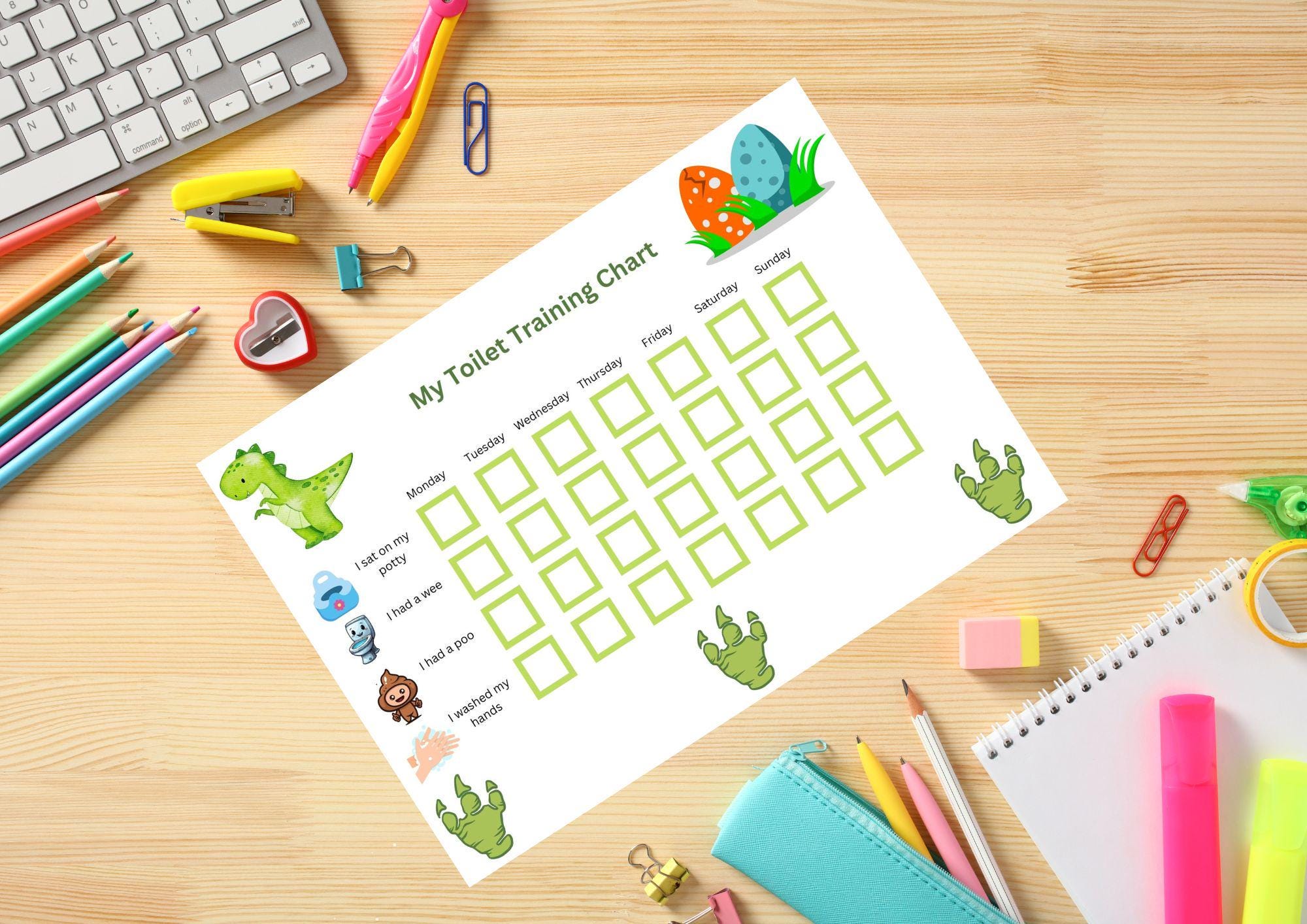 Potty Toilet Training Reward Chart, Dinosaur, Behaviour Sticker Chart ...