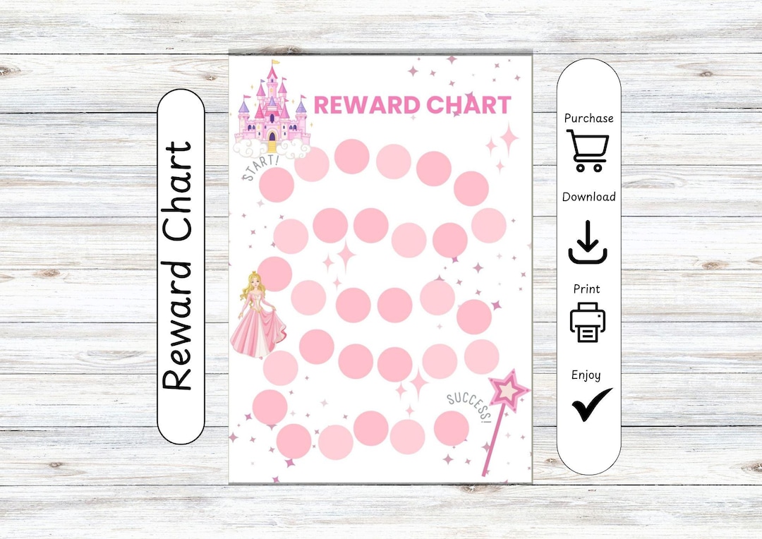 Routine Reward Chart for Kids, Pink Princess, Sticker, Chore Wall Chart ...
