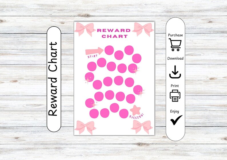 Routine Reward Chart for Children, Pink Bows, Sticker Behaviour Chart ...