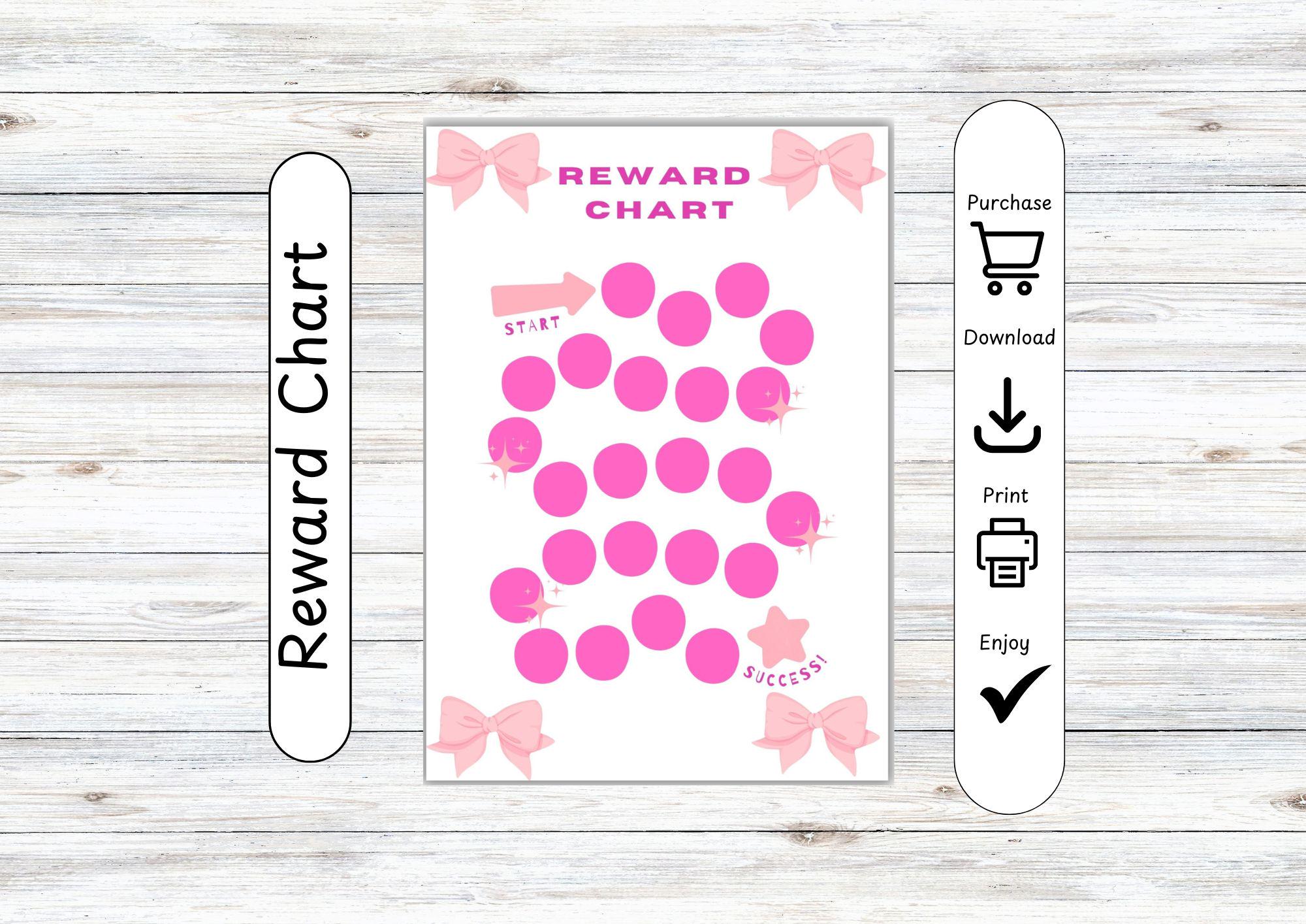 Routine Reward Chart for Children, Pink Bows, Sticker Behaviour Chart ...