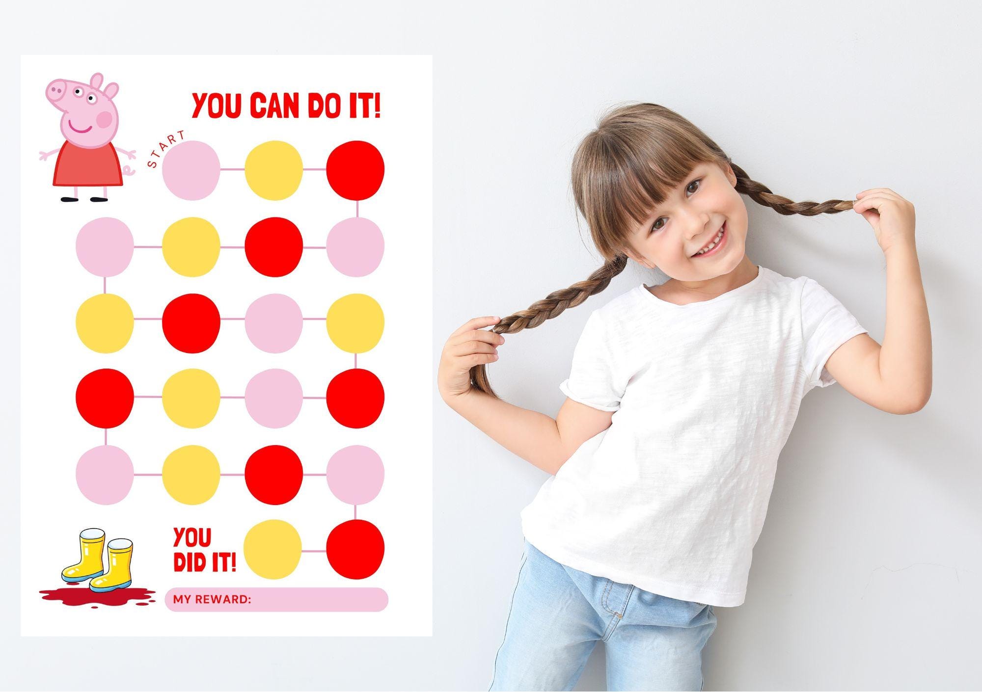Routine Reward Chart for Kids, Peppa Pig, Sticker, Chore Chart, Digital ...