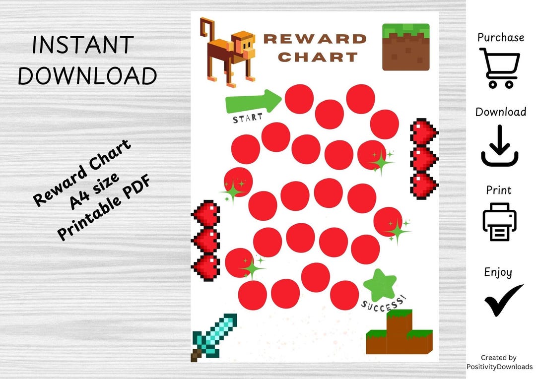Reward Chart, Minecraft, Star Chart, Sticker Chart, Chore Chart ...