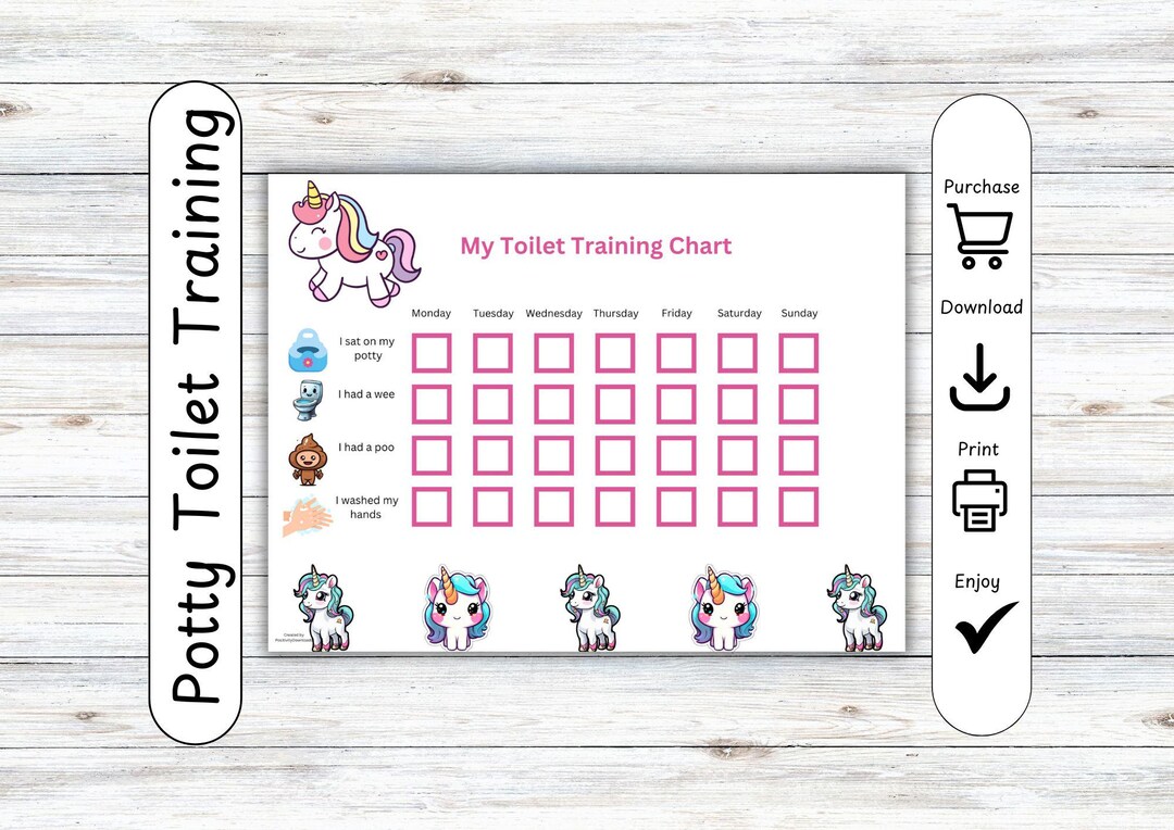 Potty Toilet Training Reward Chart for Children, Kids Routine Behaviour ...