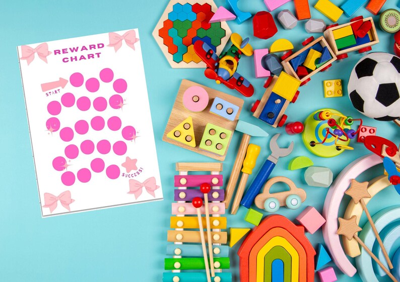 Routine Reward Chart for Children, Pink Bows, Sticker Behaviour Chart ...