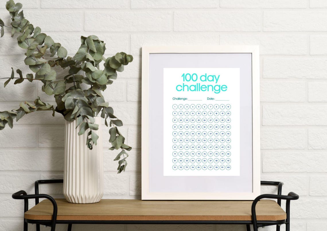 100 Day Challenge Organiser Chart, Poster, Timetable, Visual, Plan ...