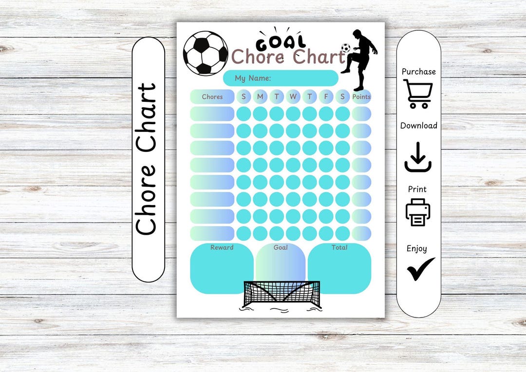 Chore Chart for Children, Football, Sticker Chart, Behaviour Reward ...