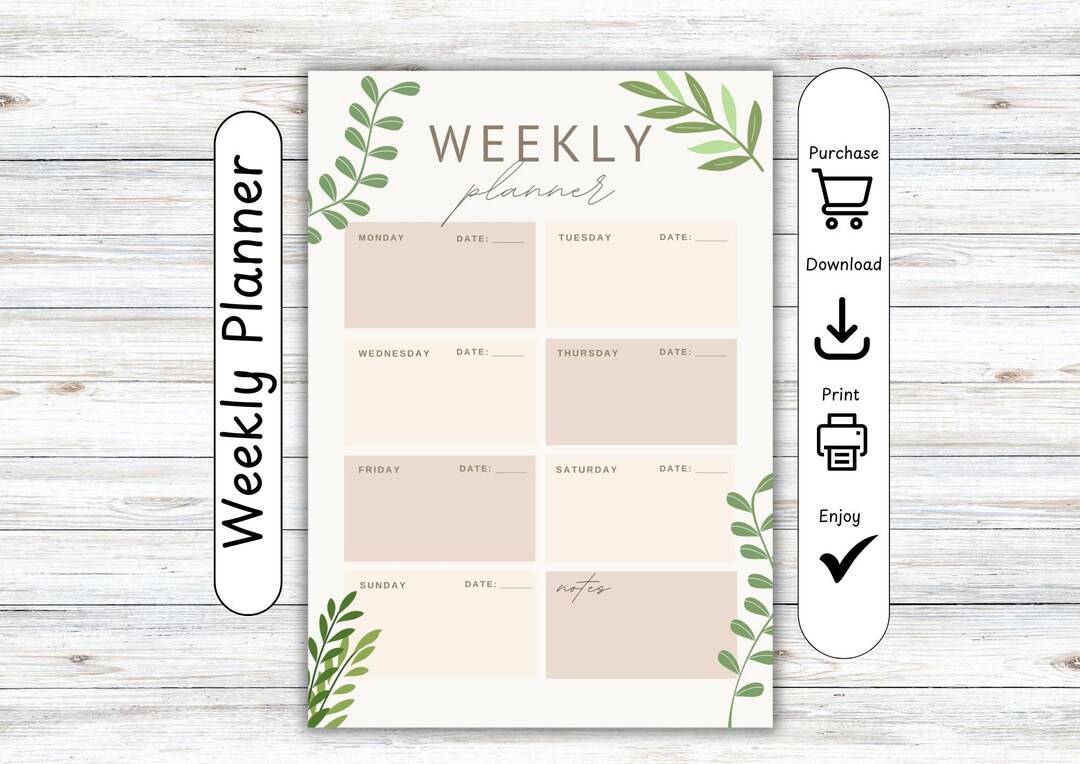 Weekly Planner, Organiser, Chart, Poster, Timetable, Visual, Plan ...
