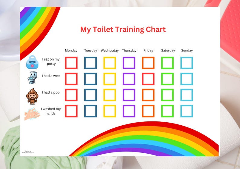 Potty Toilet Training Reward Chart for Children, Kids Routine Behaviour ...
