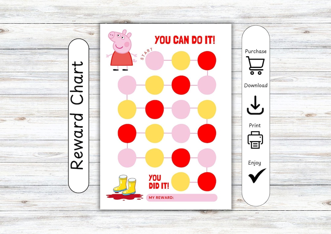 Routine Reward Chart for Kids, Peppa Pig, Sticker, Chore Chart, Digital ...