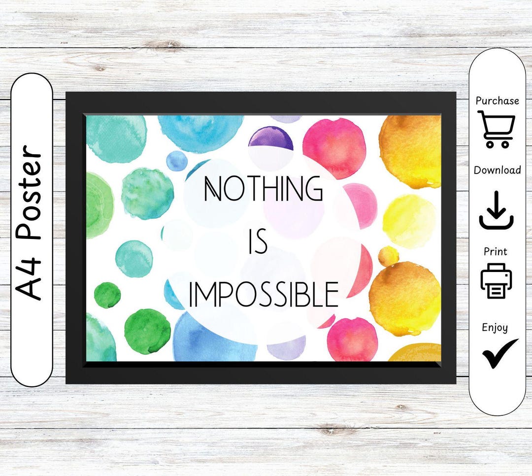 Nothing is Impossible Poster. Picture, Wellbeing, Wall Chart, Print ...