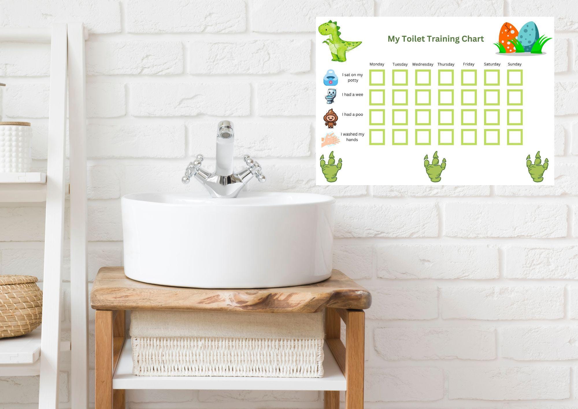 Potty Toilet Training Reward Chart, Dinosaur, Behaviour Sticker Chart ...