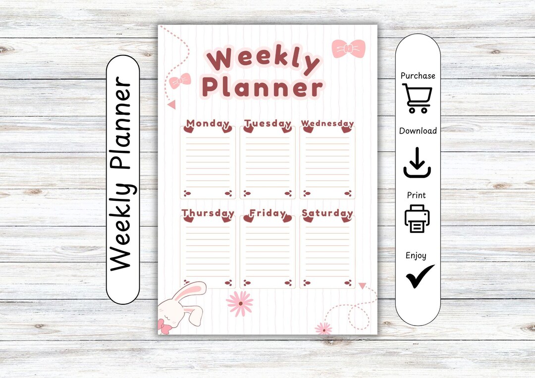Weekly Planner, Organiser, Chart, Poster, Timetable, Visual, Plan ...