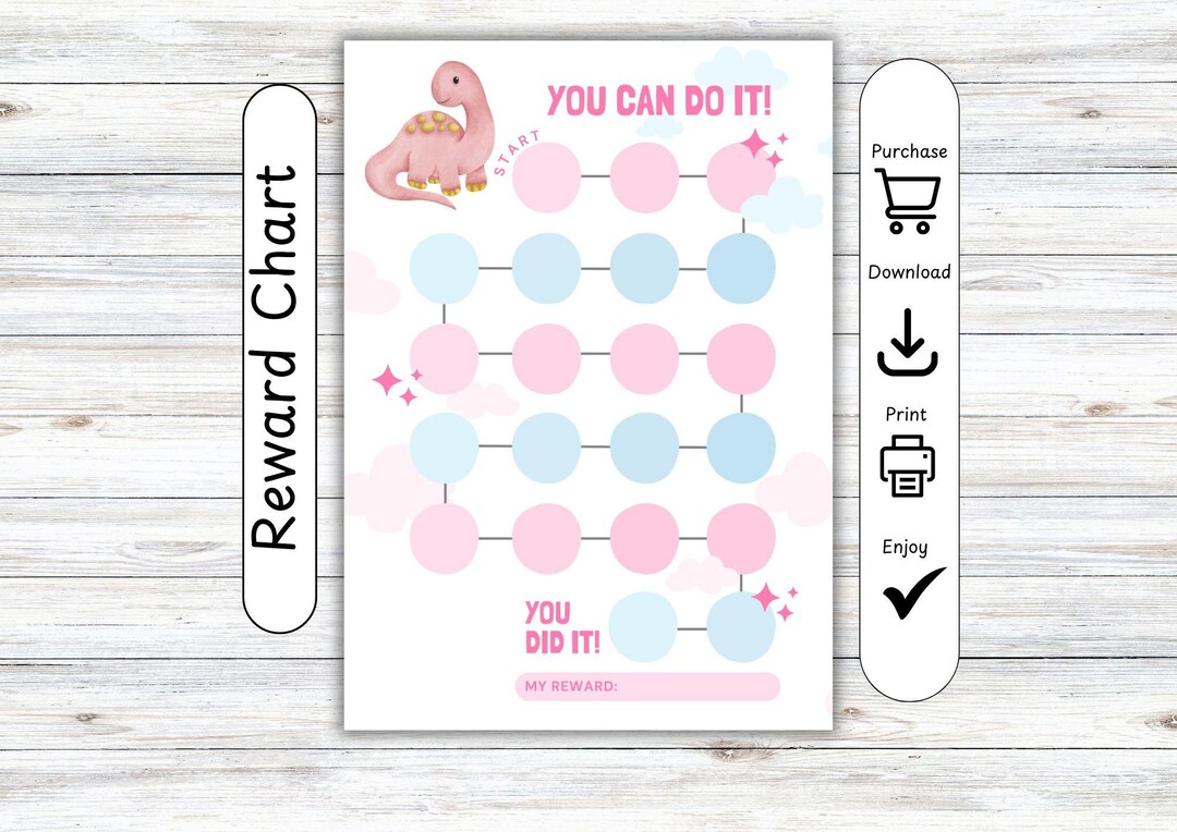 Reward Chart for Children, Dinosaur, Sticker Chore Chart, Digital ...