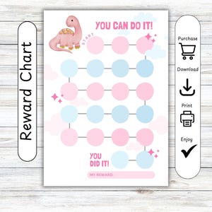Reward Chart for Children, Dinosaur, Sticker Chore Chart, Digital ...