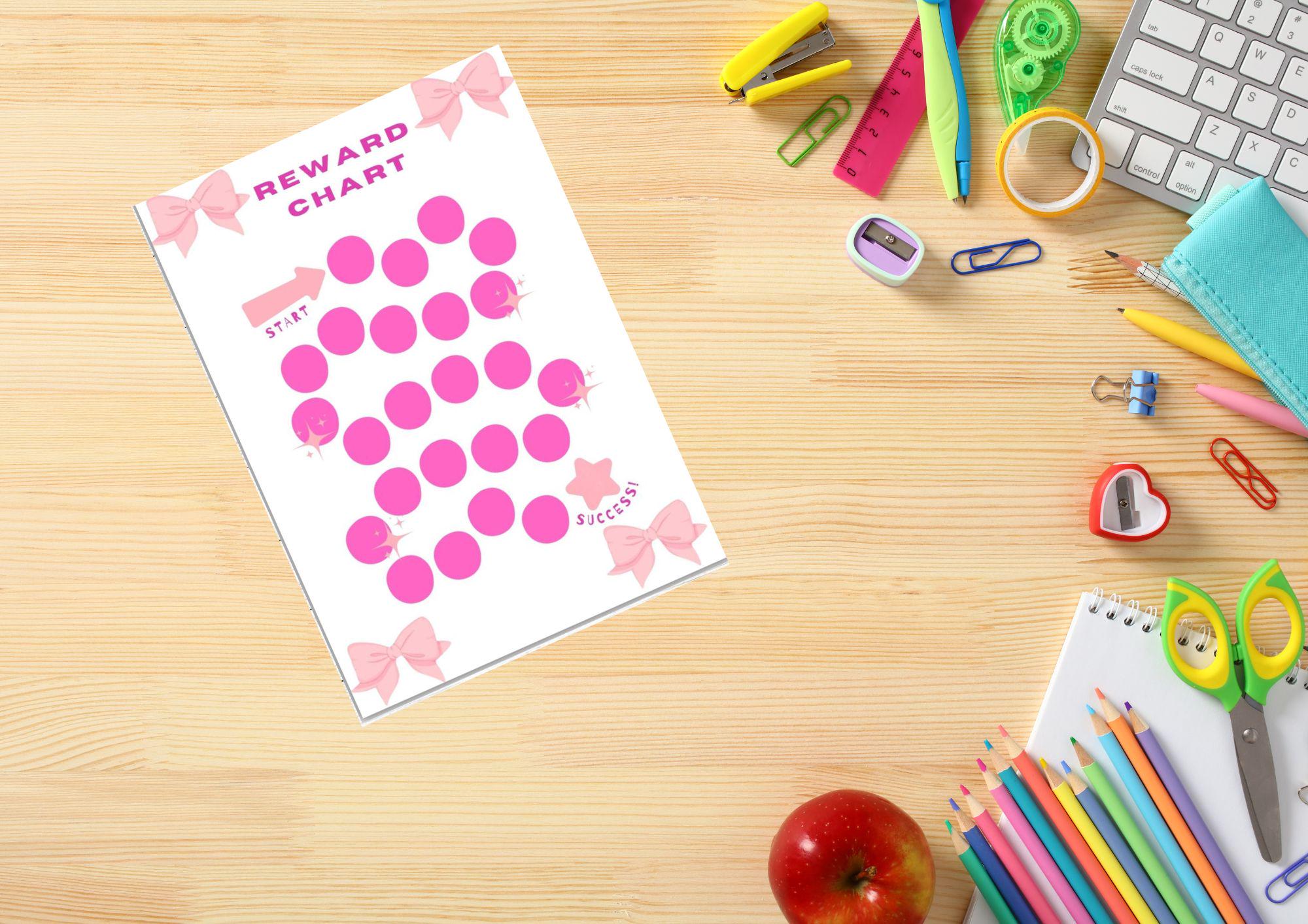 Routine Reward Chart for Children, Pink Bows, Sticker Behaviour Chart ...