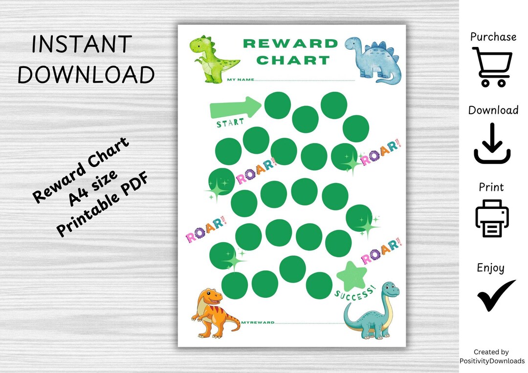 Reward Chart, Dinosaur, Sticker Chart, Wall Chart, Chore Chart, Boys ...
