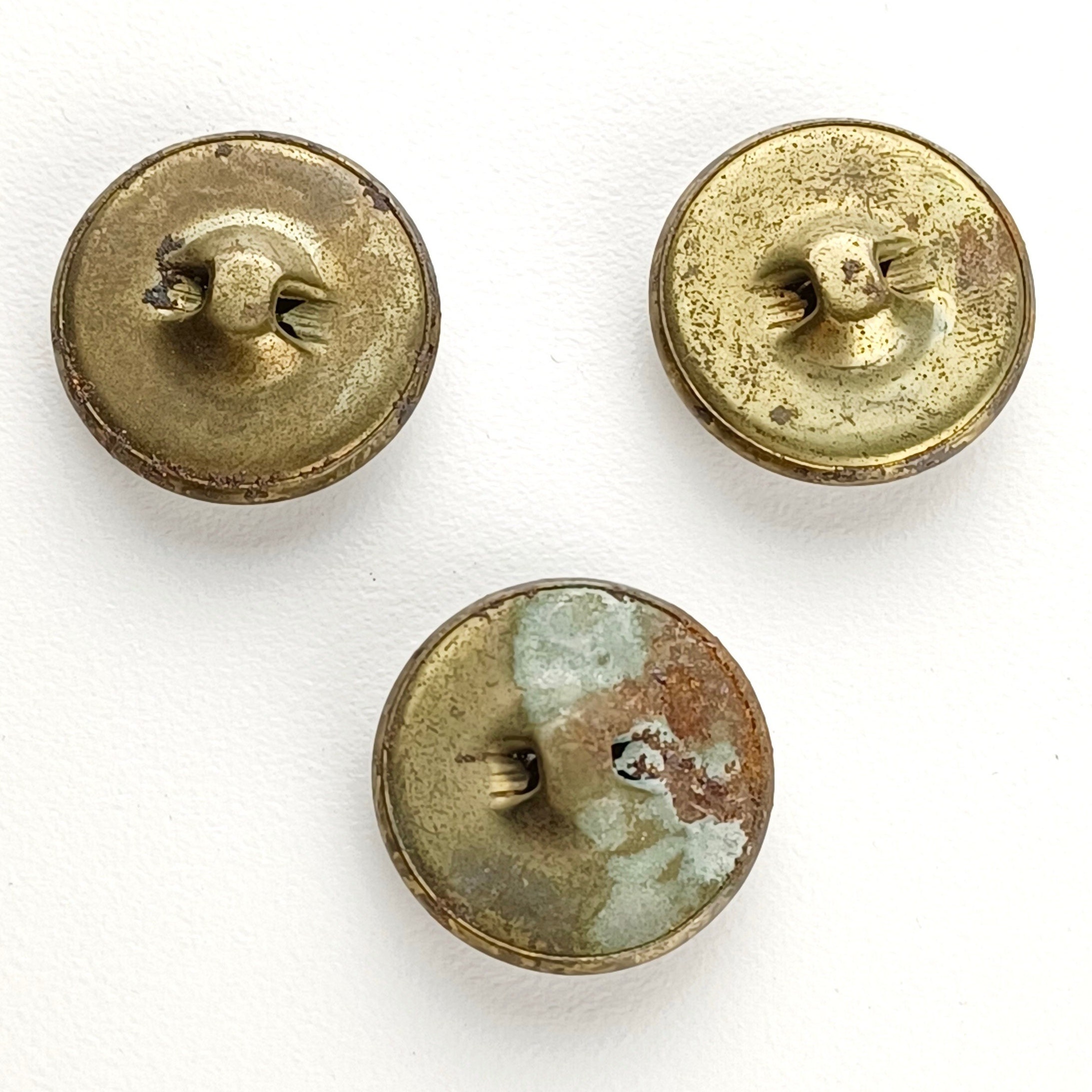 Set of 3 Vintage Brass Buttons With Art Deco Design, 7/8 Inch Brass ...