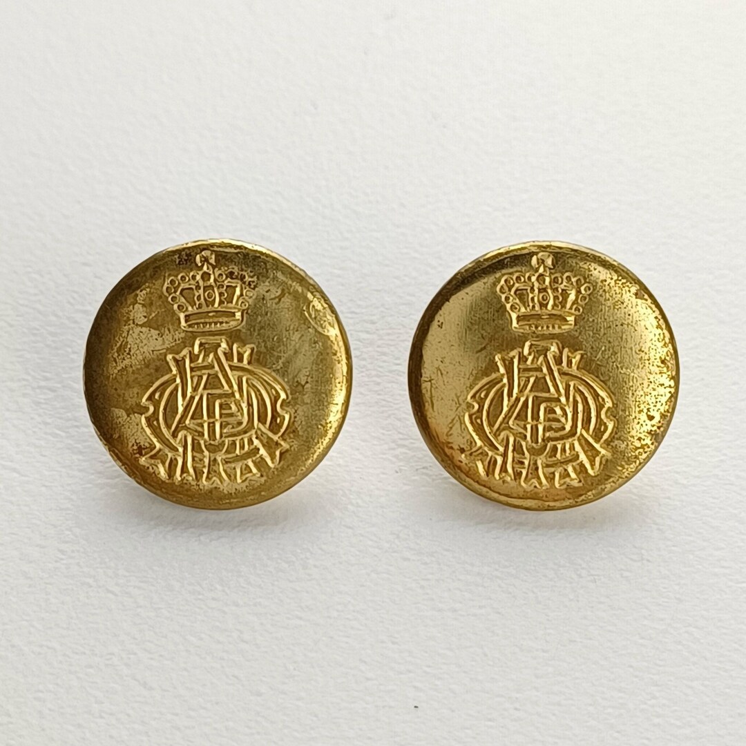 Set of 2 Vintage Royal Military Brass Buttons, 5/8 Inch, Brass Shank ...