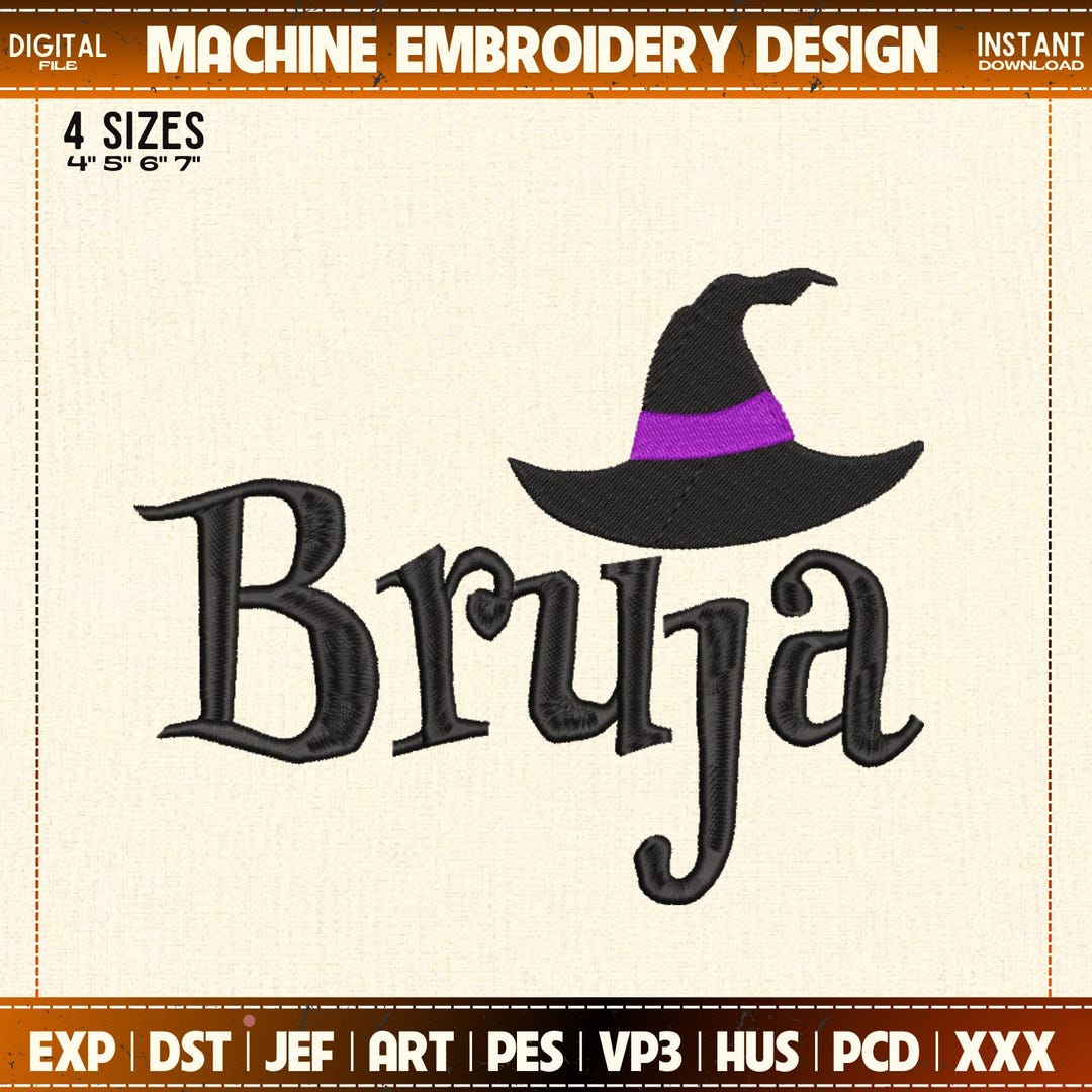 Bruja Machine Embroidery Files, Halloween Embroidery Designs, Witchy ...