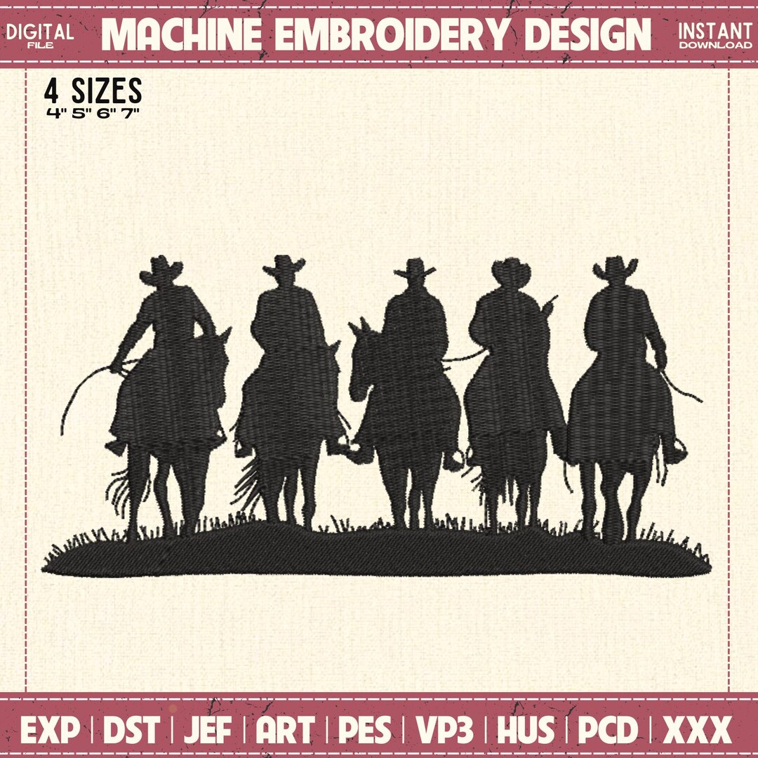 Cool Cowboys Machine Embroidery File, Western Life Embroidery Design ...