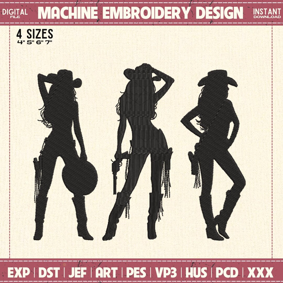 Cool Cowgirls With Guns Machine Embroidery File, Western Life Embroidery Design, Digital File ...