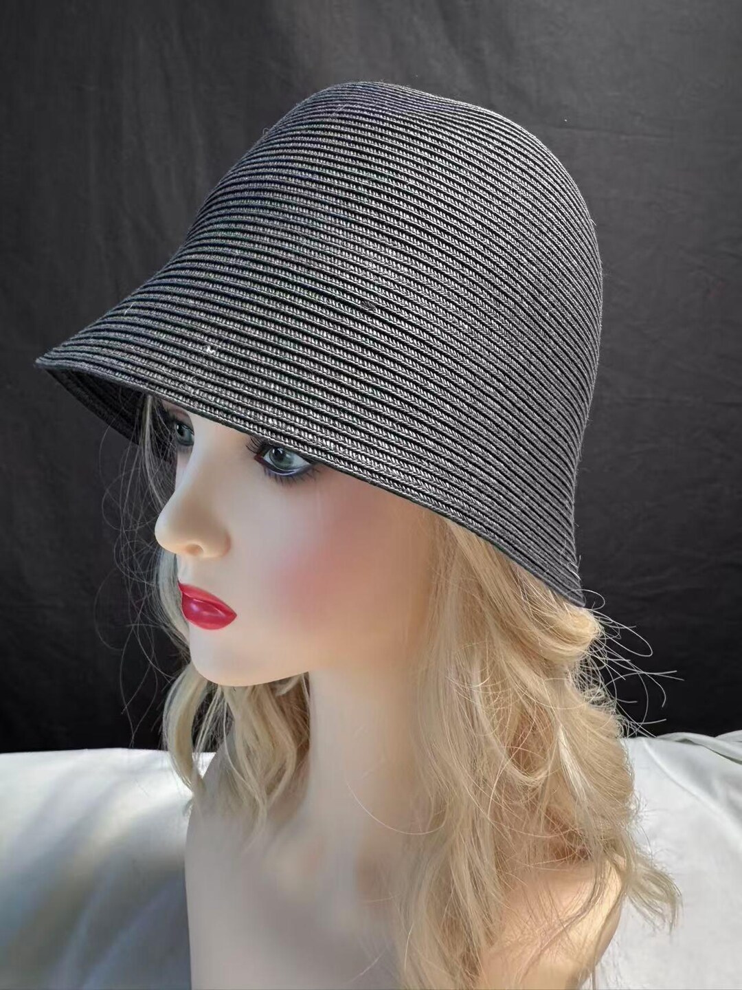 Minimalist Black Bucket Hat Japanese Style Breathable Straw Hat for ...