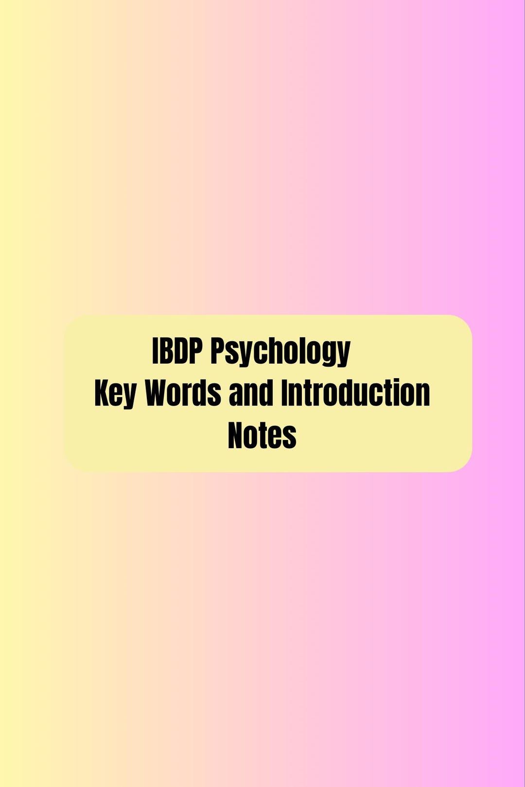 IBDP Psychology Intro & Key Terms | Handwritten Study Notes | Instant ...