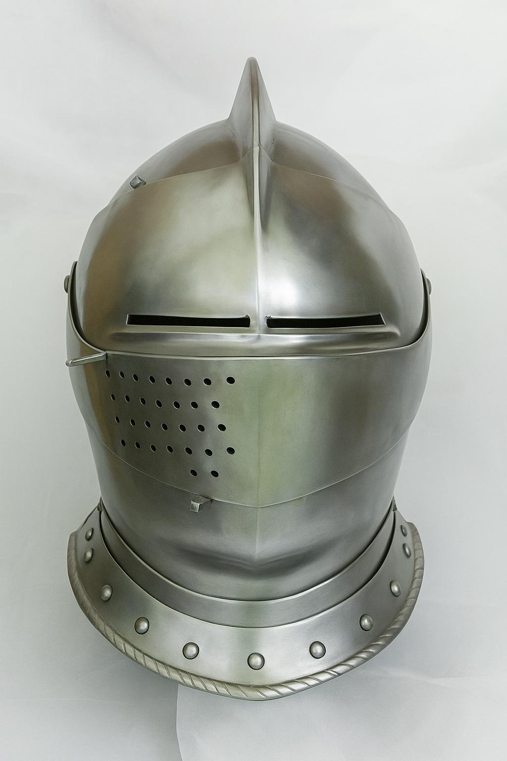 Medieval Steel Close Helmet – Full Face Visor Armet With Riveted Neck ...