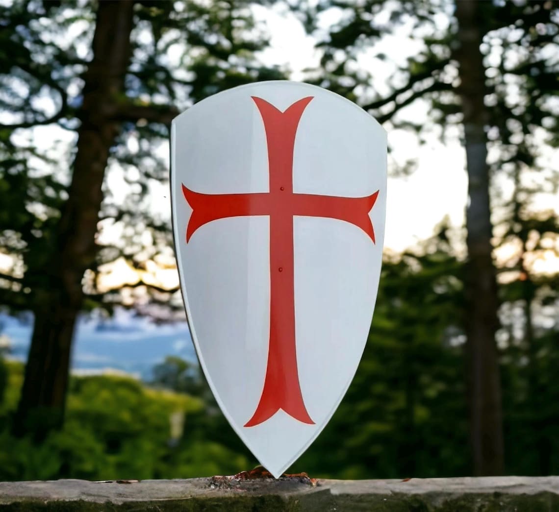 Medieval Knight Templar Crusader Shield – White Medieval Kite Shield ...
