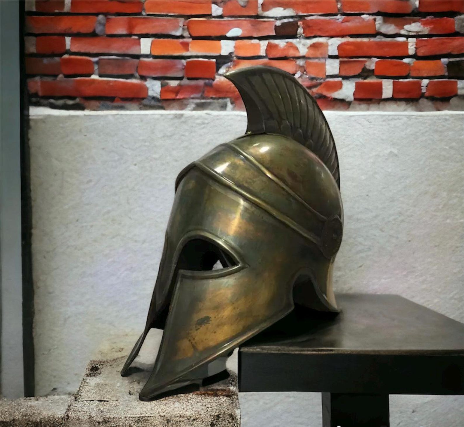 Medieval Knight Steel Greek Corinthian Helmet Greenish Antique Knight ...