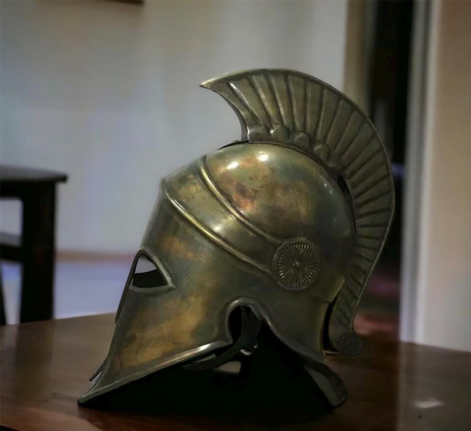 Medieval Knight Steel Greek Corinthian Helmet Greenish Antique Knight ...